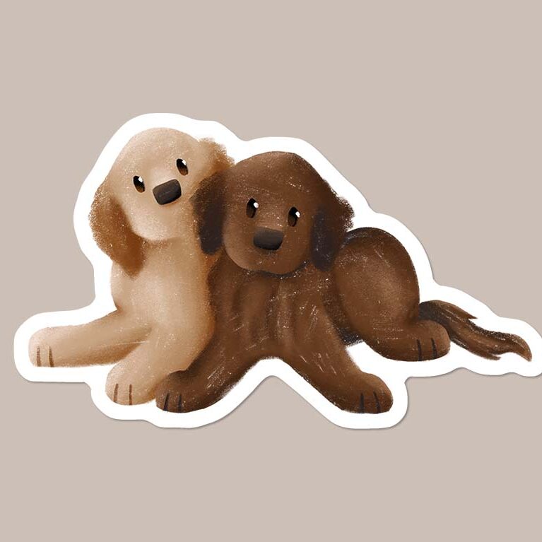 Cockapoo puppies sticker - Woof by Hollie